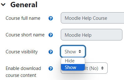 Making Your Course Visible - Moodle Help