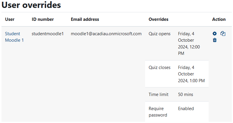 User Overrides - Moodle Help